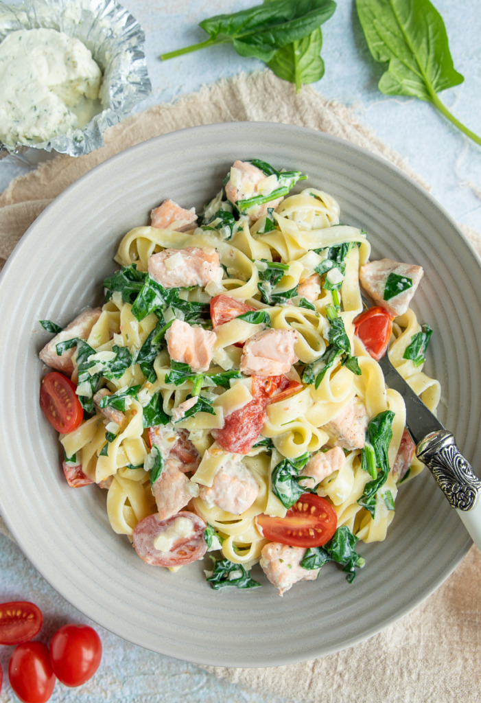 Tagliatelle met zalm en spinazie (met Boursin) - KeukenLiefde